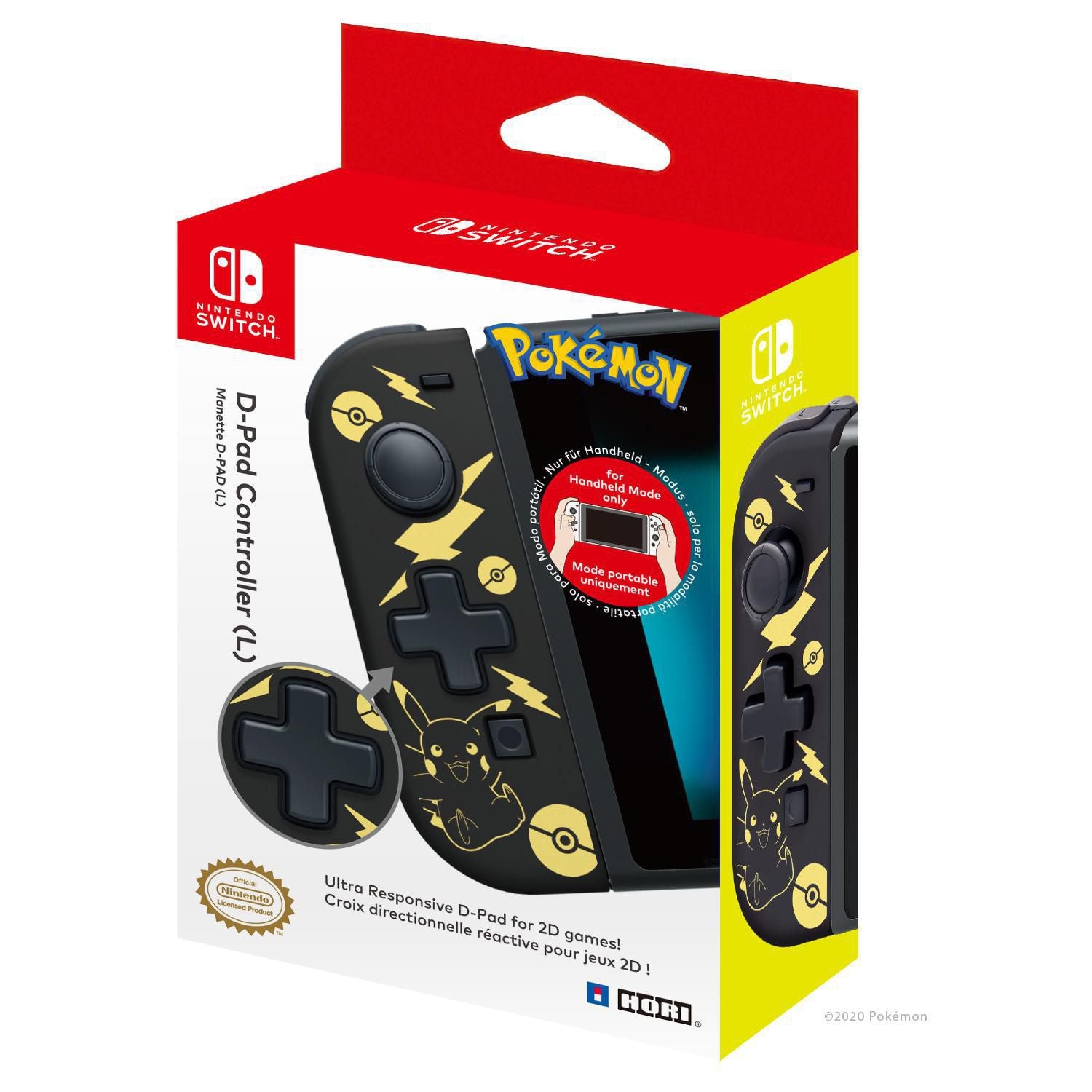 Hori Nintendo Switch D-Pad Controller (L) (Pokemon: Black Gold Pikachu ...