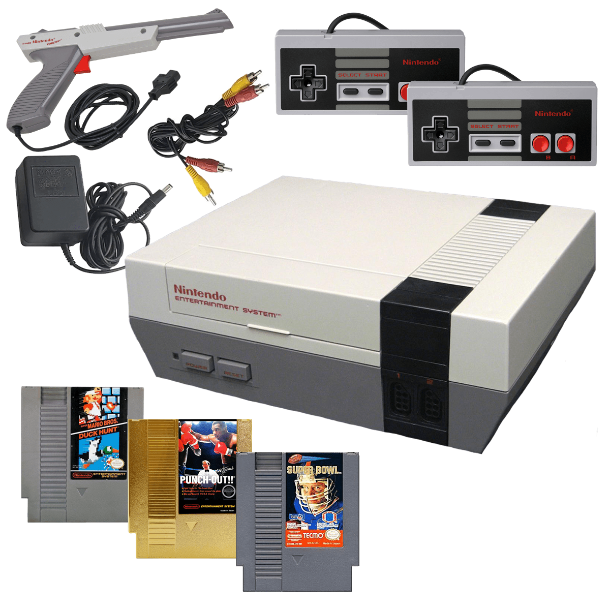 NES Console Bundle: TECMO, TYSON, MARIO, ZAPPER PAK (Retro Fam) - RetroFam